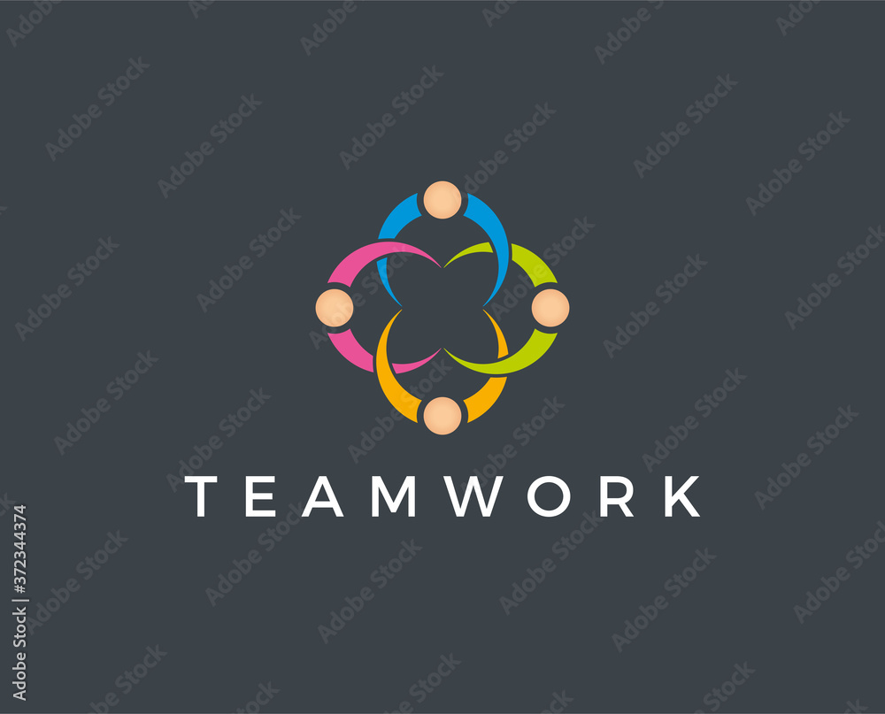 minimal teamwork logo template - vector illustration Stock Vector ...