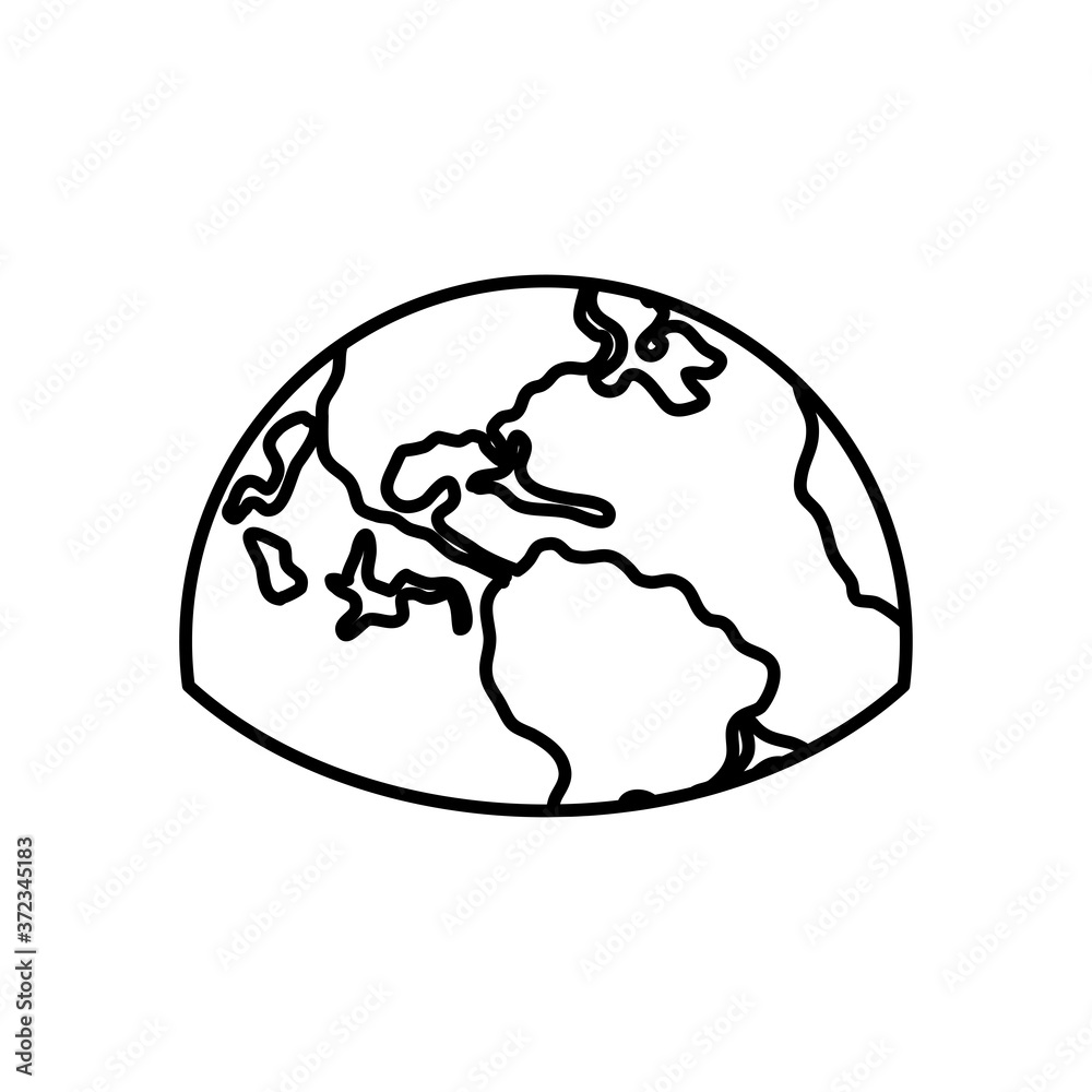 half earth planet icon, line style Stock Vector | Adobe Stock