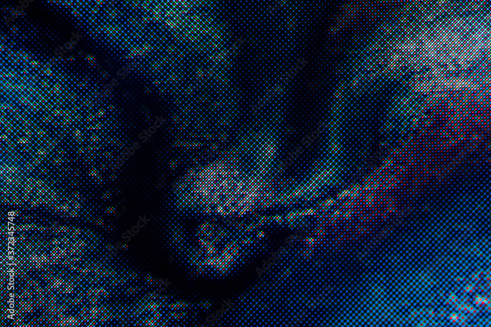 Neon colored space shapes of RGB pixels on modern LCD display Stock ...