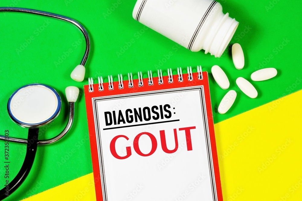 Gout-the inscription of the text on the form in the medical folder ...