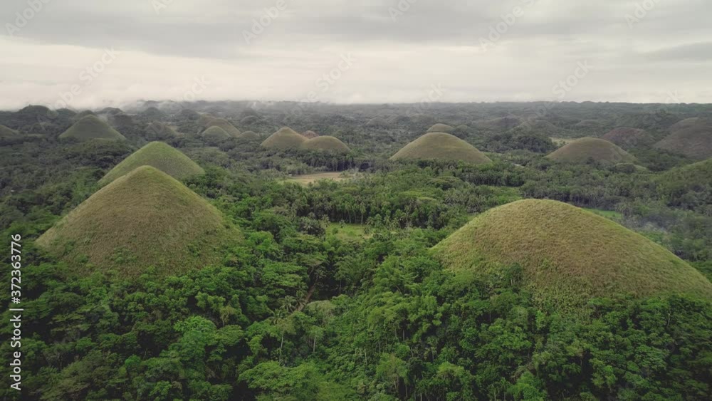 Filipino aerial shot: Chocolate Hills magnificent landmark at bird's ...