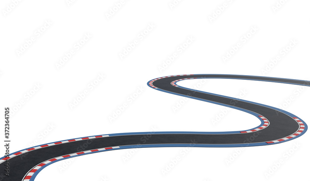 Curved asphalt racing track road isolated on white background Stock ...