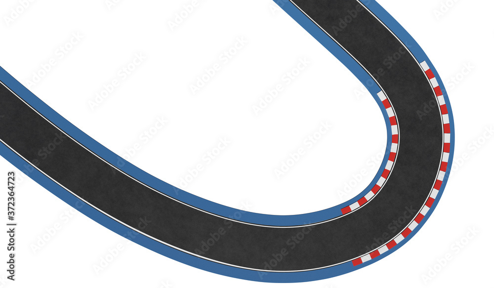 Curved asphalt racing track road isolated on white background Stock ...