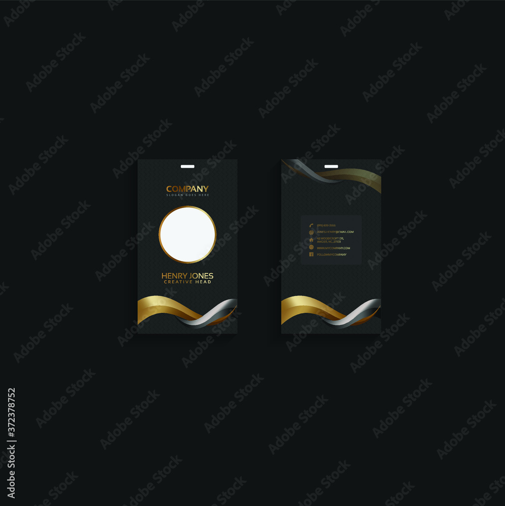 Elegant And Modern Black, White, Gold, Business Id Card Editable ...