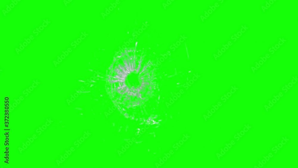 Accident Impact Bullet Holes,Broken Cracked Damaged Glass, on green ...