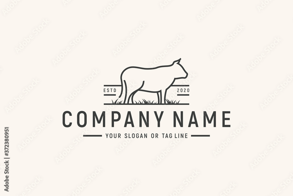 monoline animal cow logo design vector Stock Vector | Adobe Stock