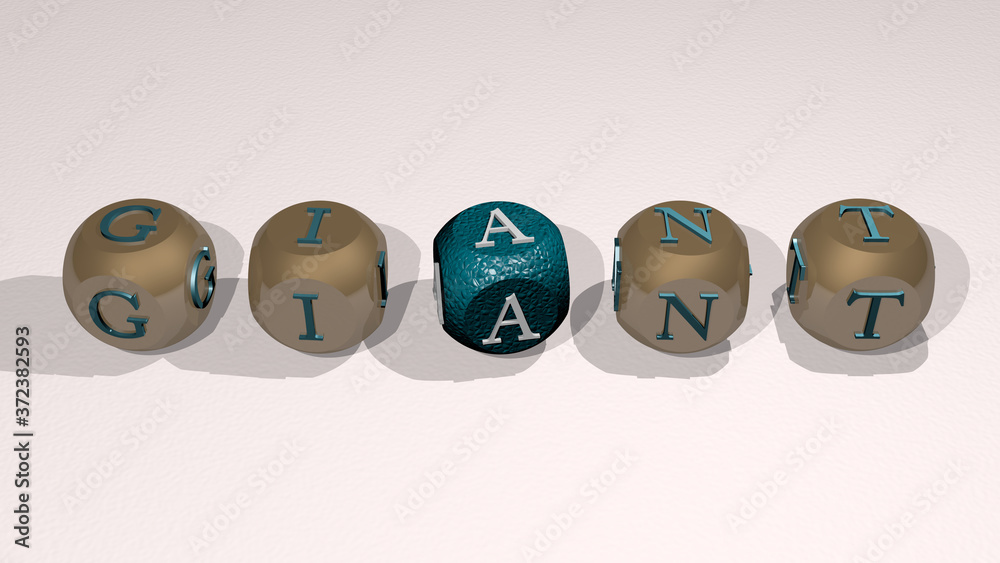 GIANT text of cubic individual letters, 3D illustration for background ...