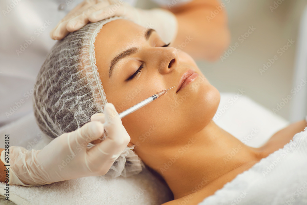 Beauty injections on the lips. Cosmetology and professional skin care ...
