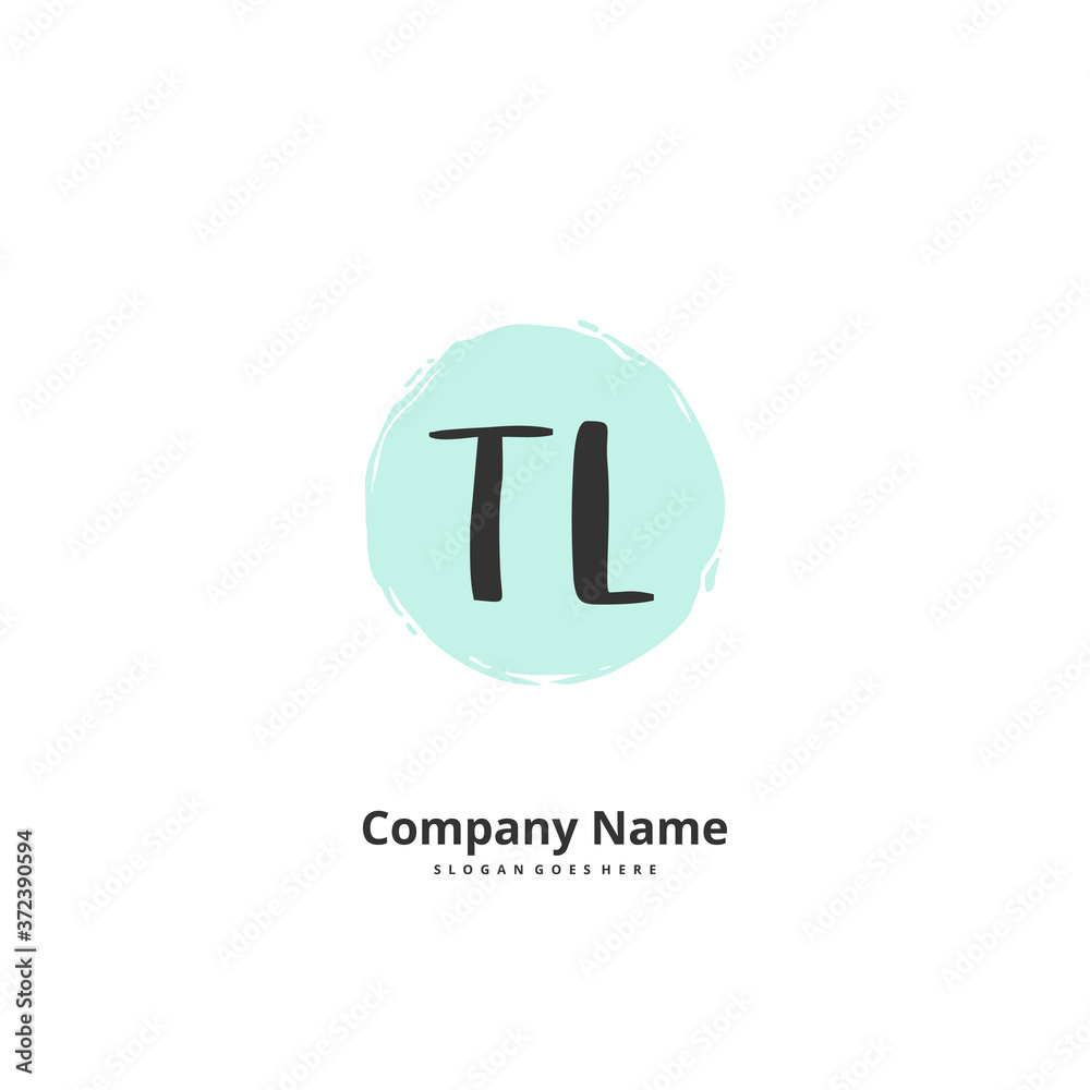 T L TL Initial handwriting and signature logo design with circle ...