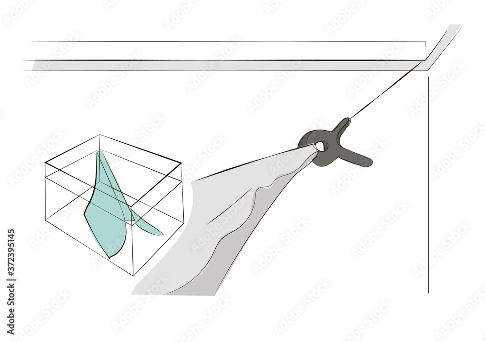 Stretch ceiling construction illustration. Fixation systems for stretch ...