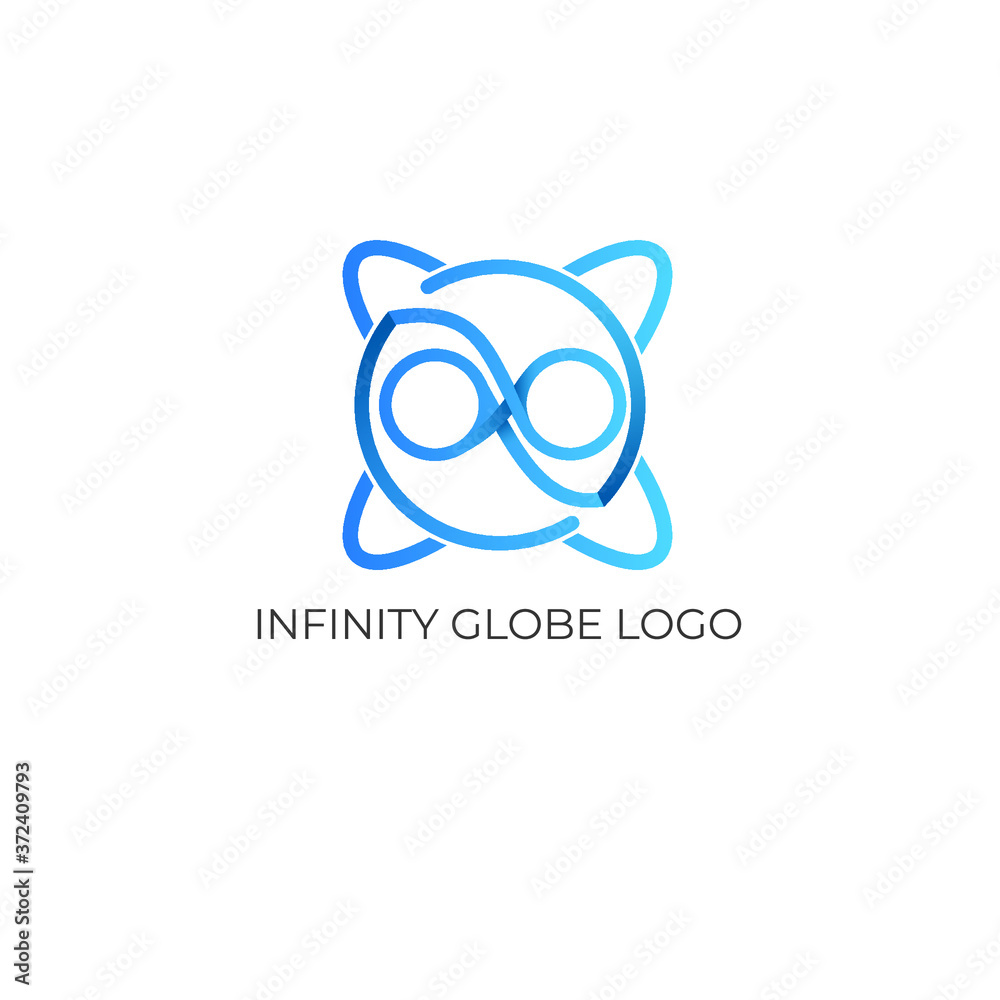 infinity concept cat logo concept with globe Stock Vector | Adobe Stock