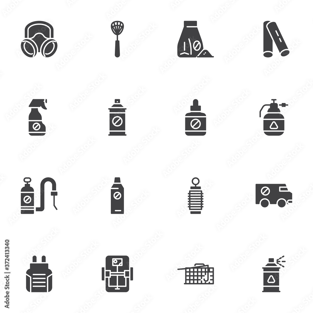 Pest control vector icons set, modern solid symbol collection, sanitary ...