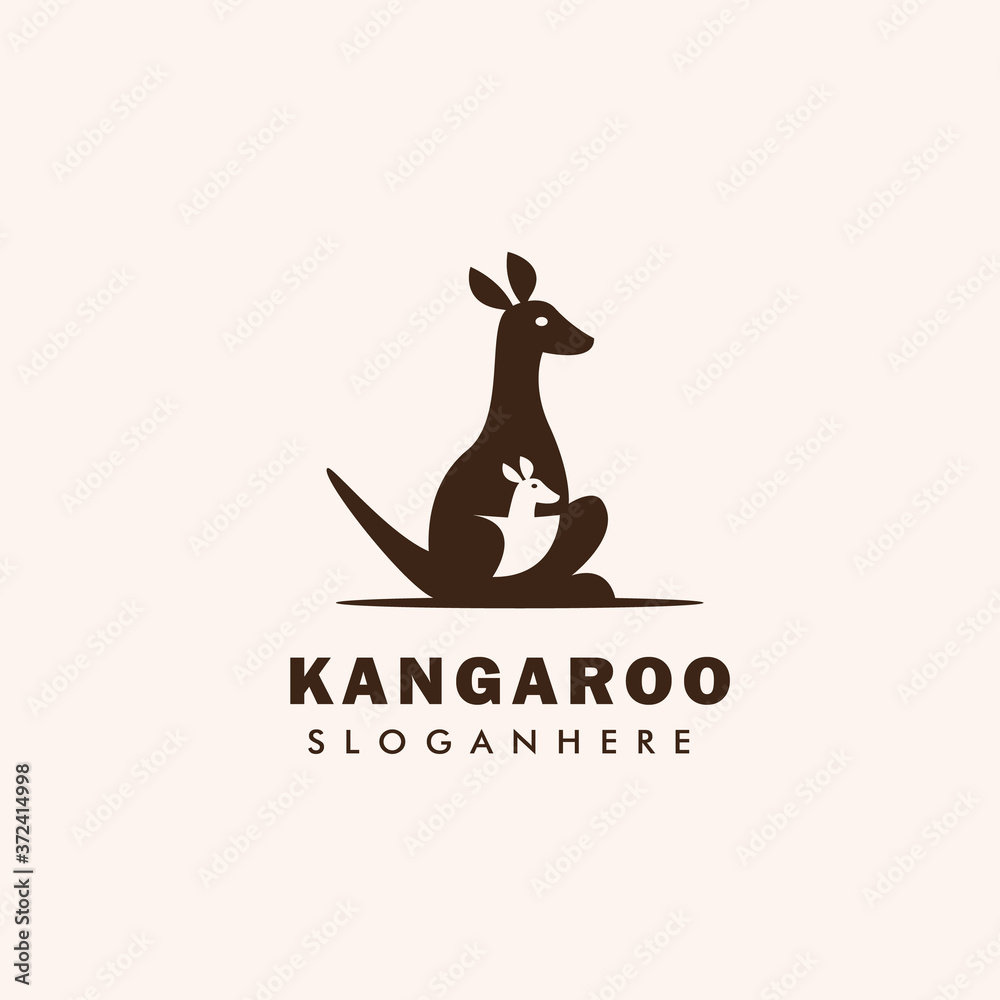 Kangaro Flat Logo Design Vector Stock Vector | Adobe Stock