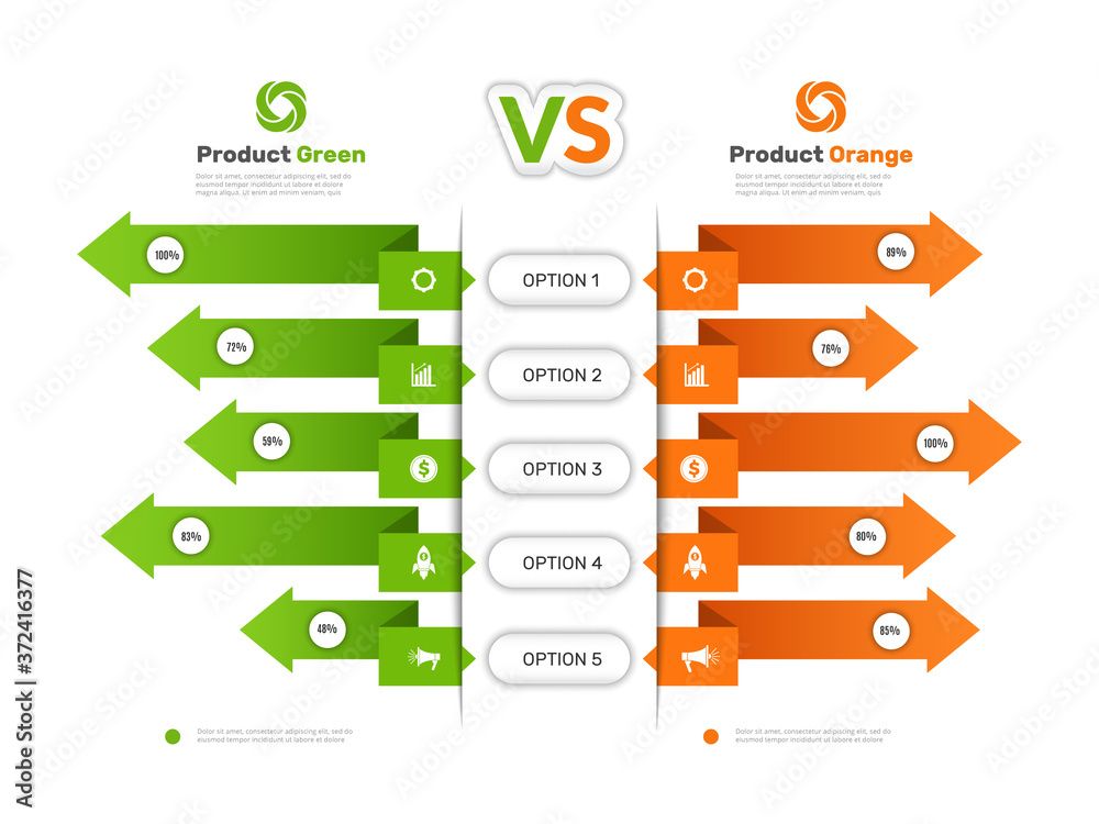 Comparison chart. Infographic table with compare business info products ...