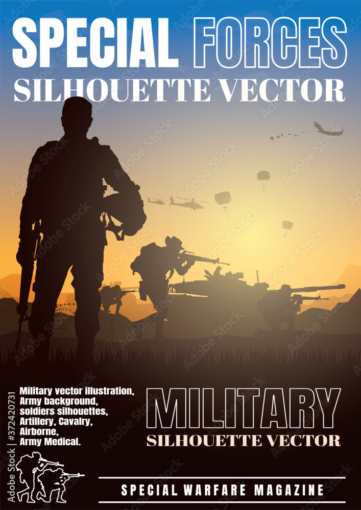 Military vector illustration, Army background, Book cover design. Stock ...