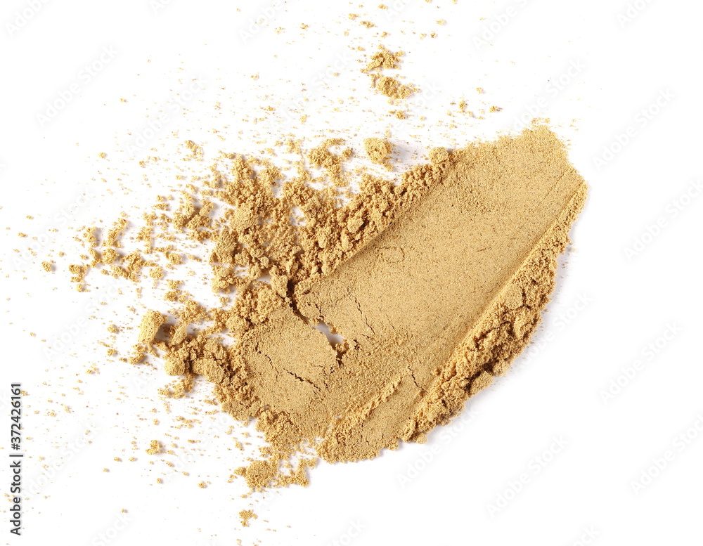 Ginger root powder isolated on white background, Zingiber officinale ...