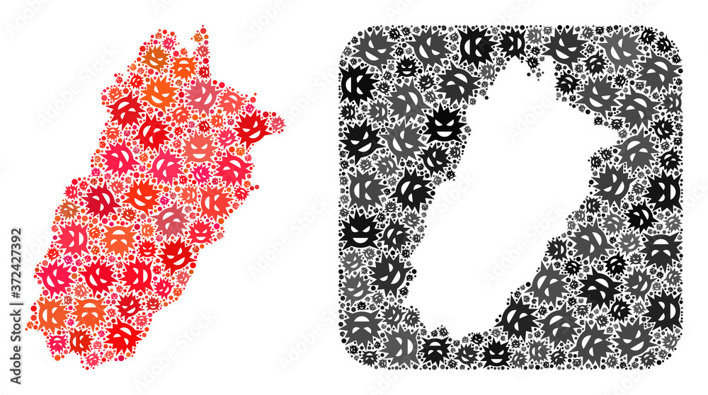 Flu virus map of Punjab Province collage designed with rounded square ...