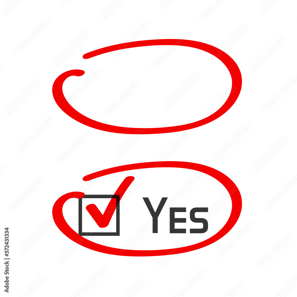 Marker highlight circle correct answer handwritten vector stroke, oval ...