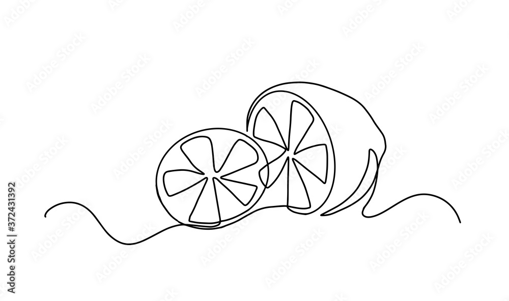 Continuous one line drawing. Lemon lime fruits. Vector illustration ...