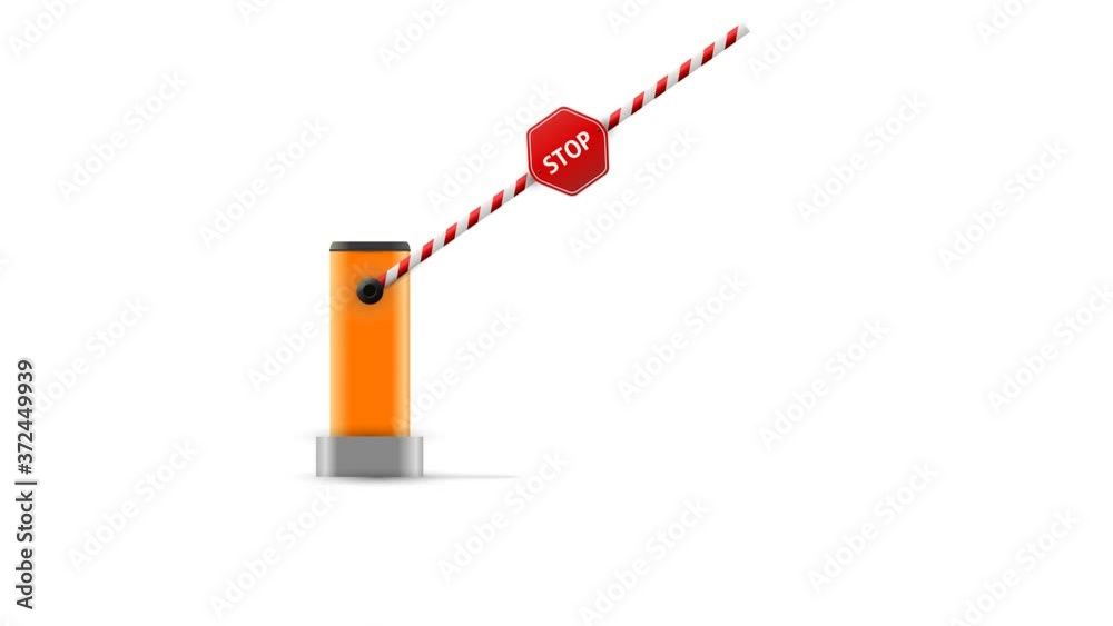 Video animation of open, closed parking car barrier gate set with stop ...