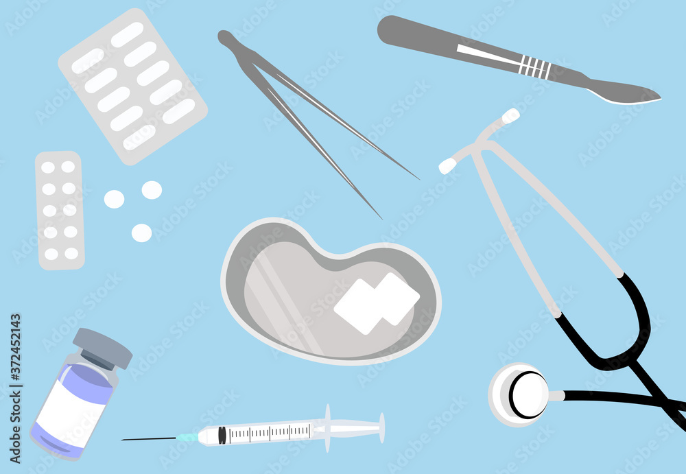 medical icons set, Medical instruments vector background Stock Vector ...