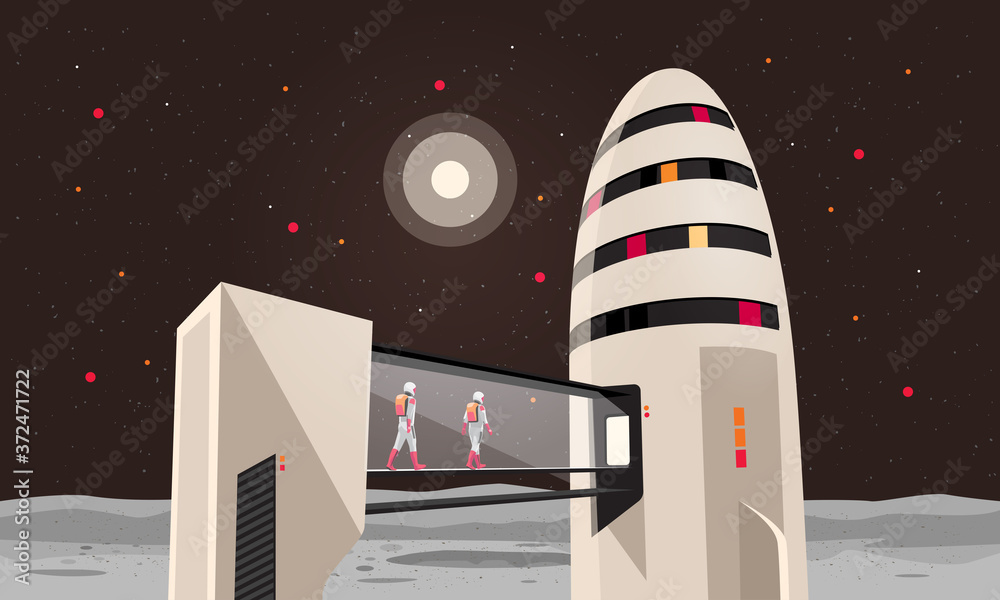 Astronauts passengers crew entering boarding space starship rocket ...