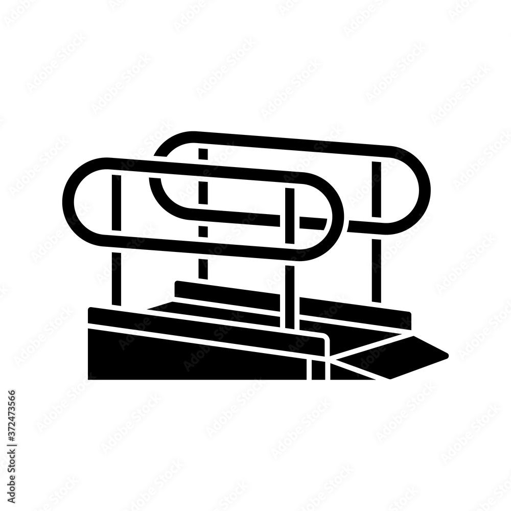 Wheelchair ramp black glyph icon. Outdoor inclined plane. Wheelchair ...