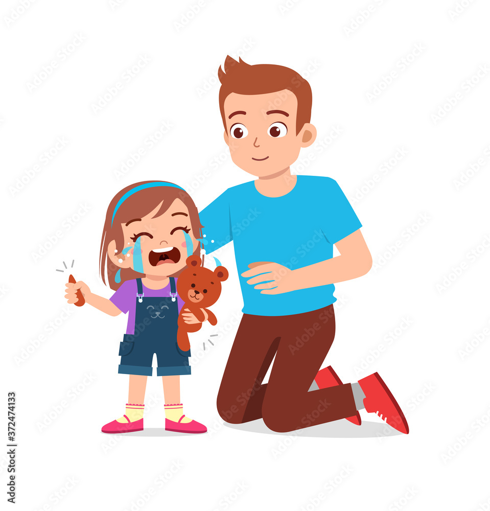 sad little kid boy and girl cry loud with parent mom and dad Stock ...