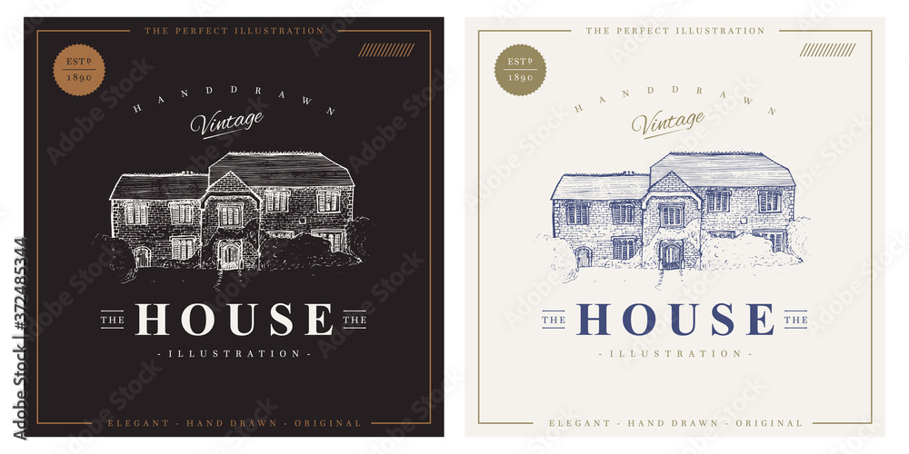 House vintage hand drawn logo Stock Vector | Adobe Stock