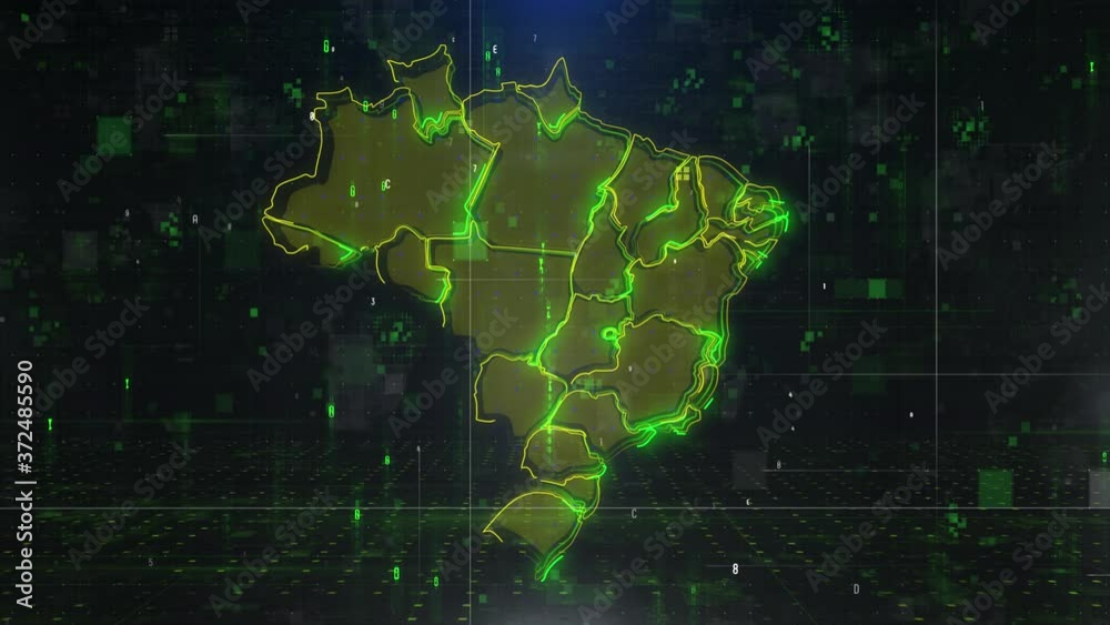Brazil map digital background loop 4k Stock Video | Adobe Stock