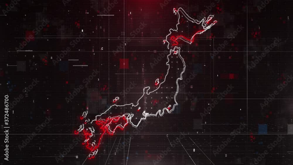 Japan map digital background loop 4k Stock ビデオ | Adobe Stock