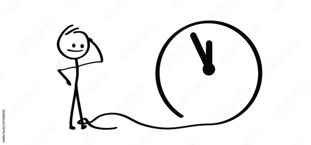 Slogan deadline, loading running, clock. Happy smile stickman emoji ...