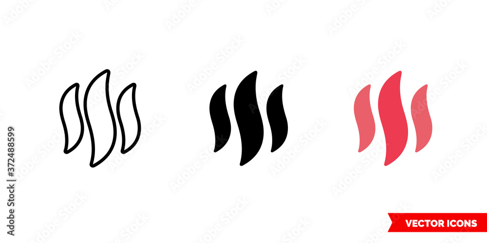 Heat icon of 3 types color, black and white, outline. Isolated vector ...