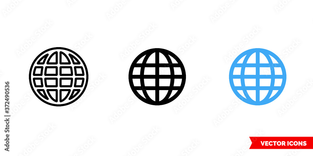 Internet symbol icon of 3 types color, black and white, outline ...