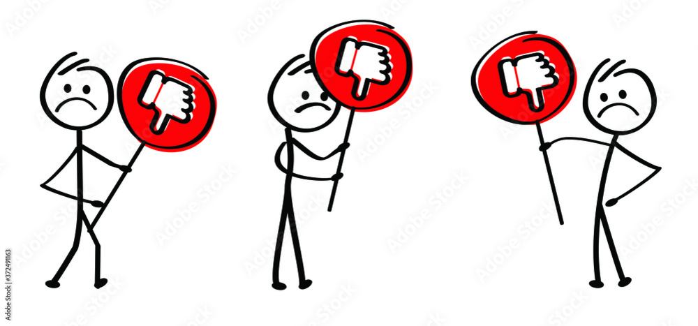 Humbs up, thumbs down, do, don't, like, dislike, unlike. Happy stickman ...