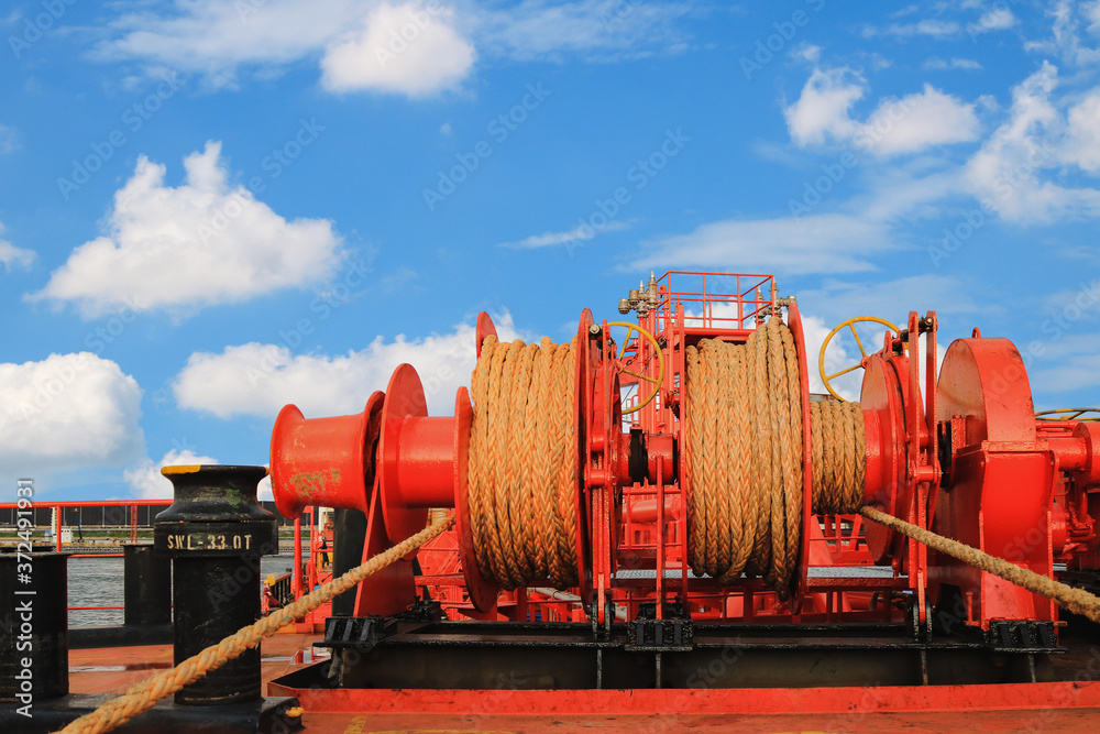 Mooring winch, Mooring windlass or Mooring station Stock Photo | Adobe ...