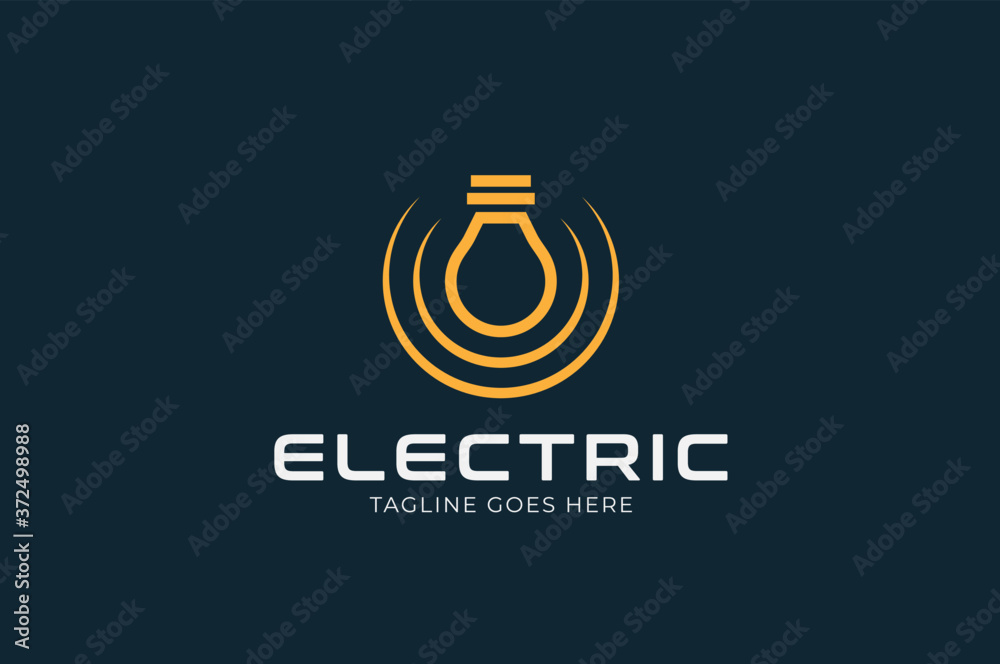 Electric Logo, light bulb icon isolated on black background, Flat style ...