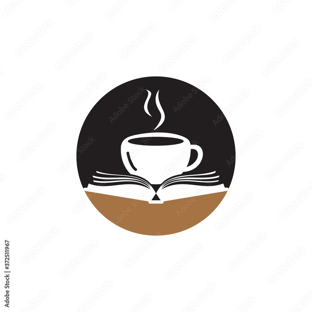 Coffee book vector logo design. Tea Book Store Iconic Logo. Stock ...