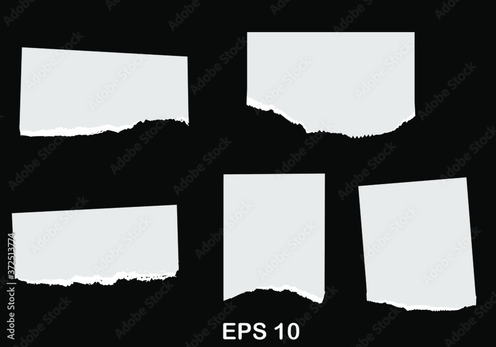 Paper different scraps set ripped page piece. Torn note paper page ...