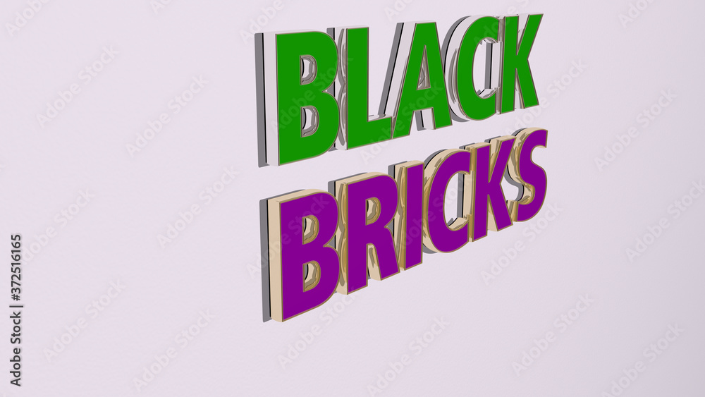 black bricks text on the wall, 3D illustration for background and ...
