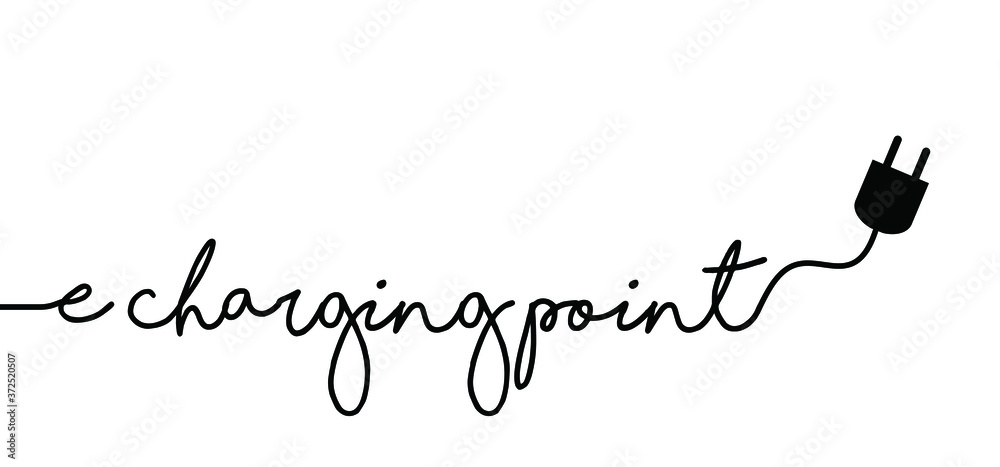 Slogan e charging point symbol. Electric cable plug, battery charger ...