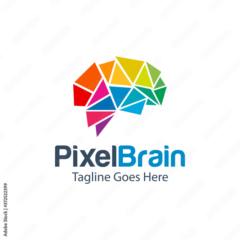 digital pixel logo design vector, mind logo design Stock Vector | Adobe ...
