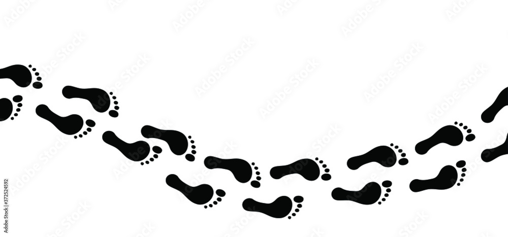 Human bare walk footprints shoes and shoe sole Kids feet and foot steps ...