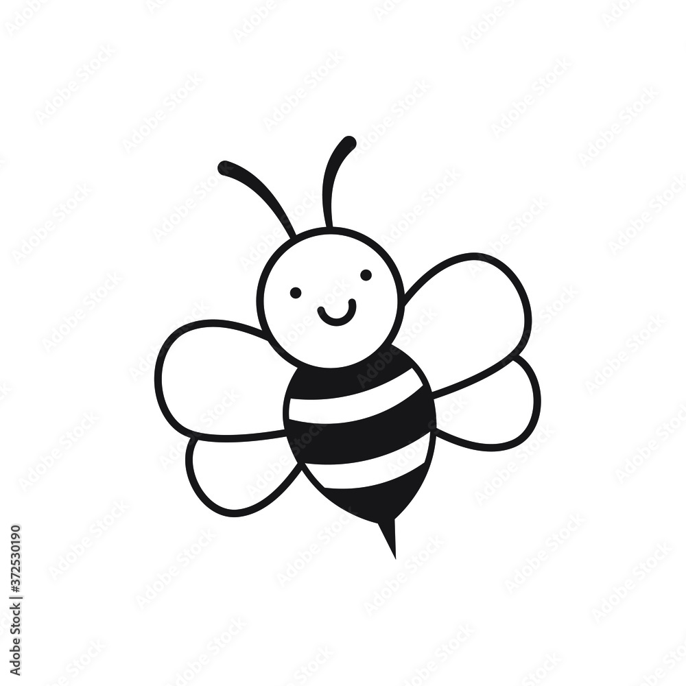 Cute Cartoon Bee icon on white background Stock Vector | Adobe Stock