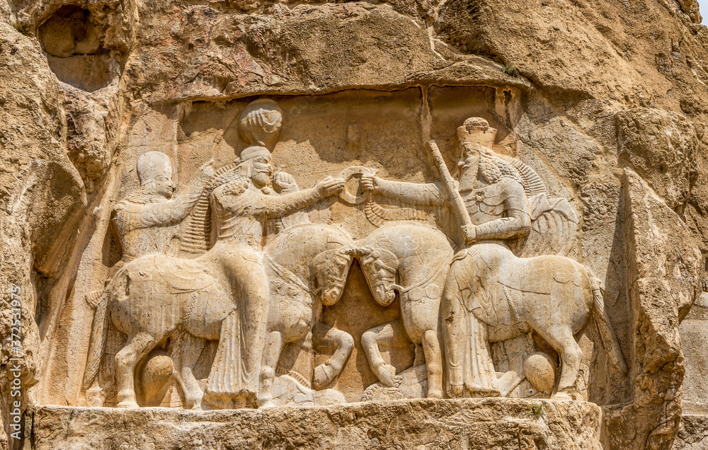 The necropolis of Naqshe-e-Rustam, near Persepolis in Iran, beside the ...