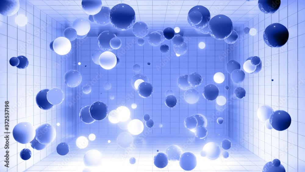 Abstract 4k background of spheres in shades of blue. Balls like leds ...