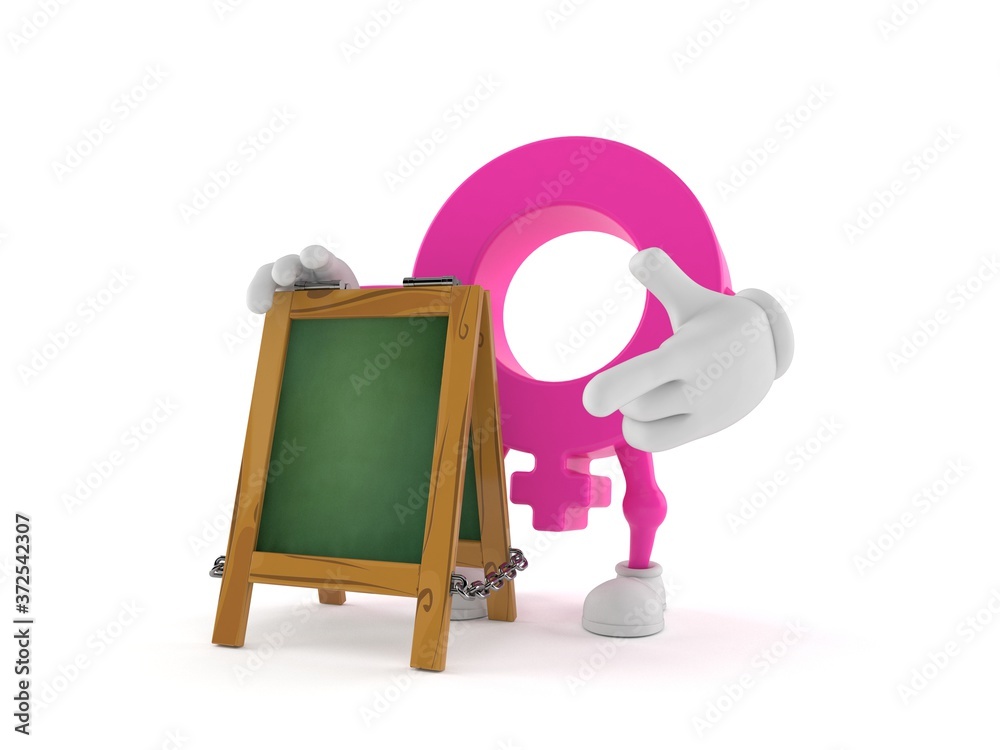 Female gender symbol character with chalk signboard Stock Illustration ...