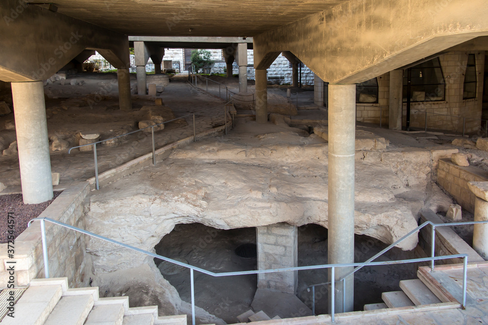 Ancient ruins from the time of Jesus at the Basilica of the ...