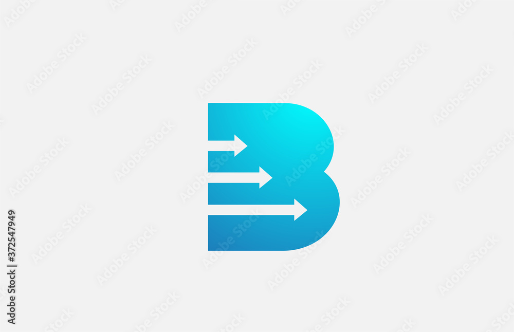 B blue letter alphabet logo icon design with arrows. Business and ...