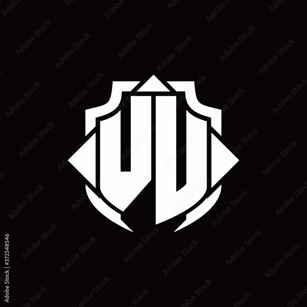 VU logo monogram with shield line and 3 arrows shape design template ...